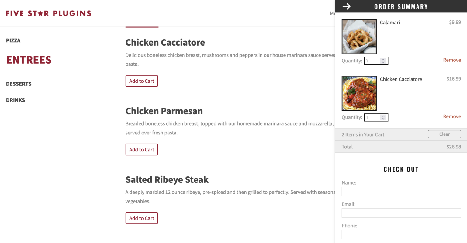 Add Direct Ordering to Your Restaurant Menu - Five Star Plugins